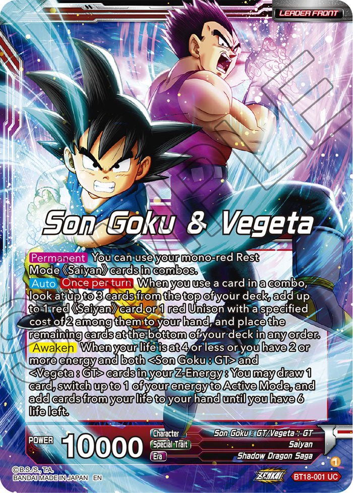 DBSCG-BT18-001 UC Son Goku & Vegeta // SS4 Son Goku & SS4 Vegeta, In I | Game Academia Singapore
